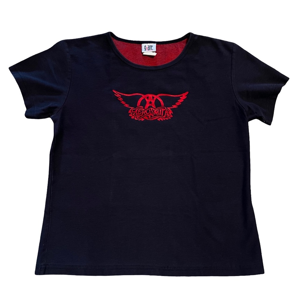 Vintage Aerosmith X Giant Laser Cut Logo Tee Navy & R… - Gem